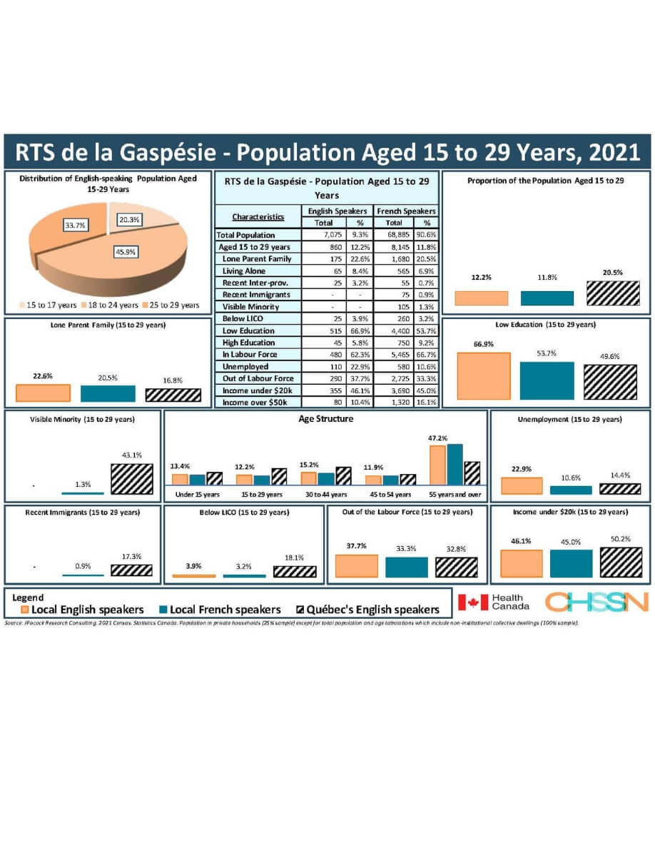 Population Aged 15-29 Dashboard - RTS de la Gaspésie, 2021 - CHSSN ...